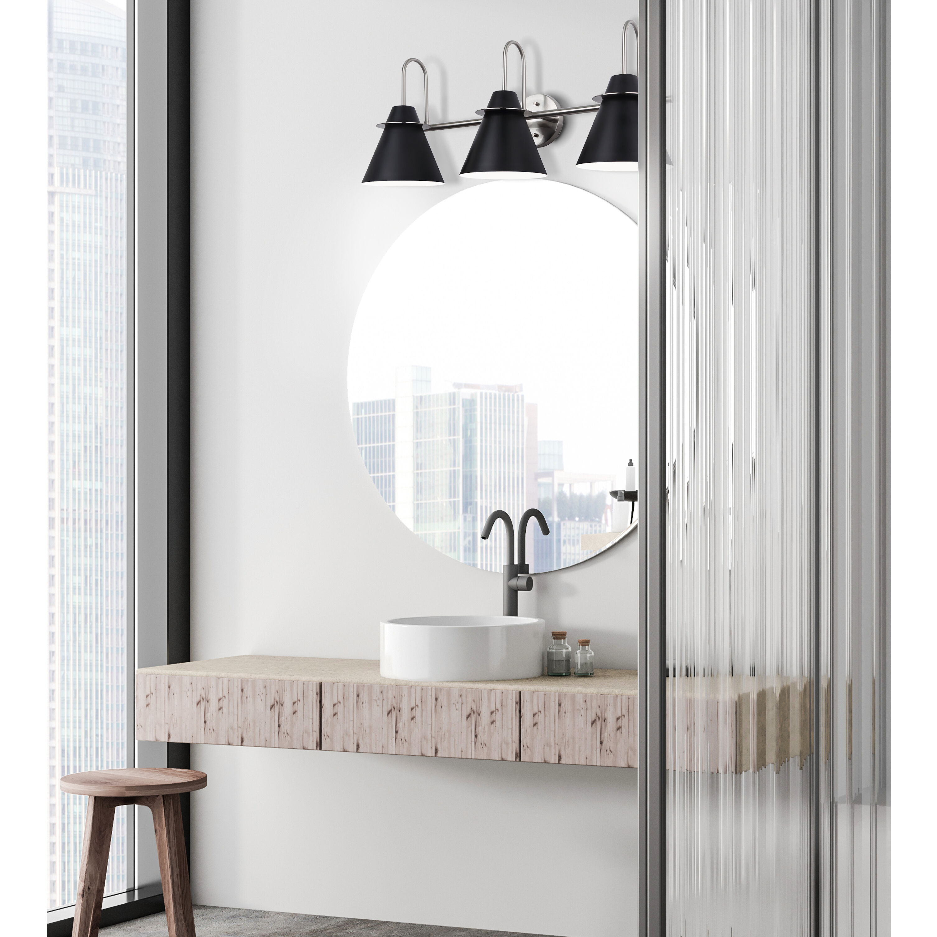 Canarm IVL1076A03BKN Talia 3 Light 28 inch Brushed Nickel/Matte Black ...